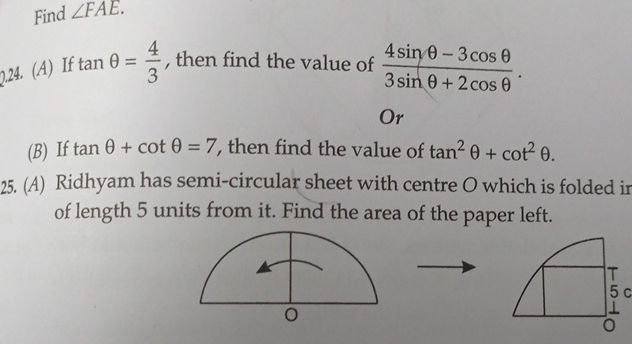 (A) If tan = 43 then find the value of 4sin | StudyX