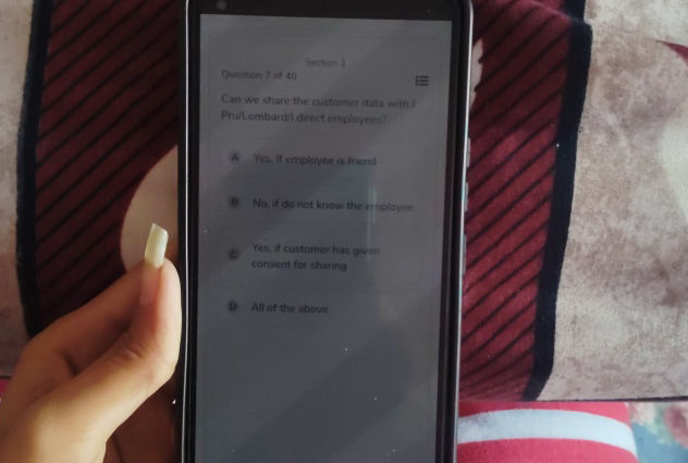 Section 1 Question 7 of 40 Can we share the | StudyX