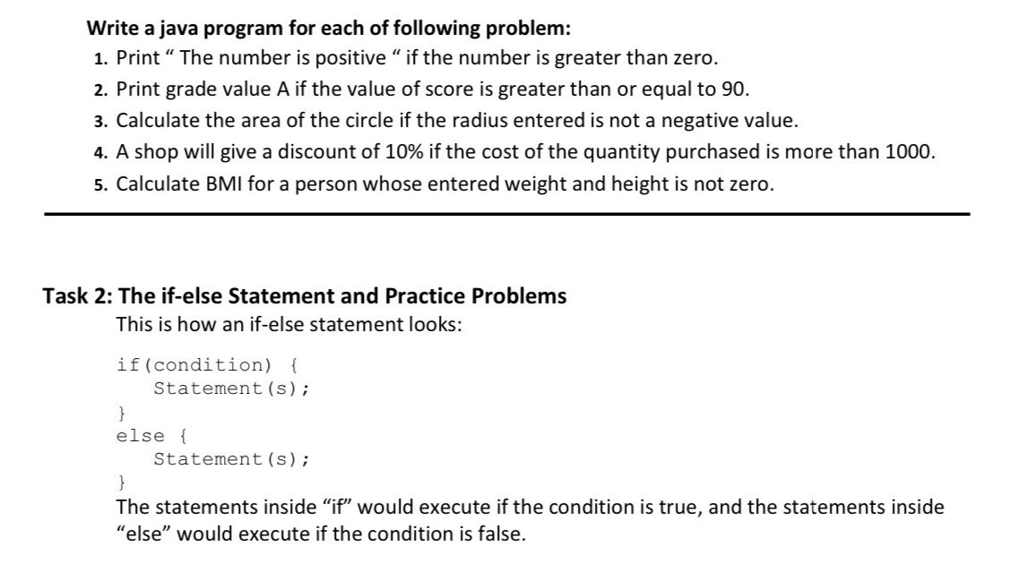 Write a java program for each of following | StudyX