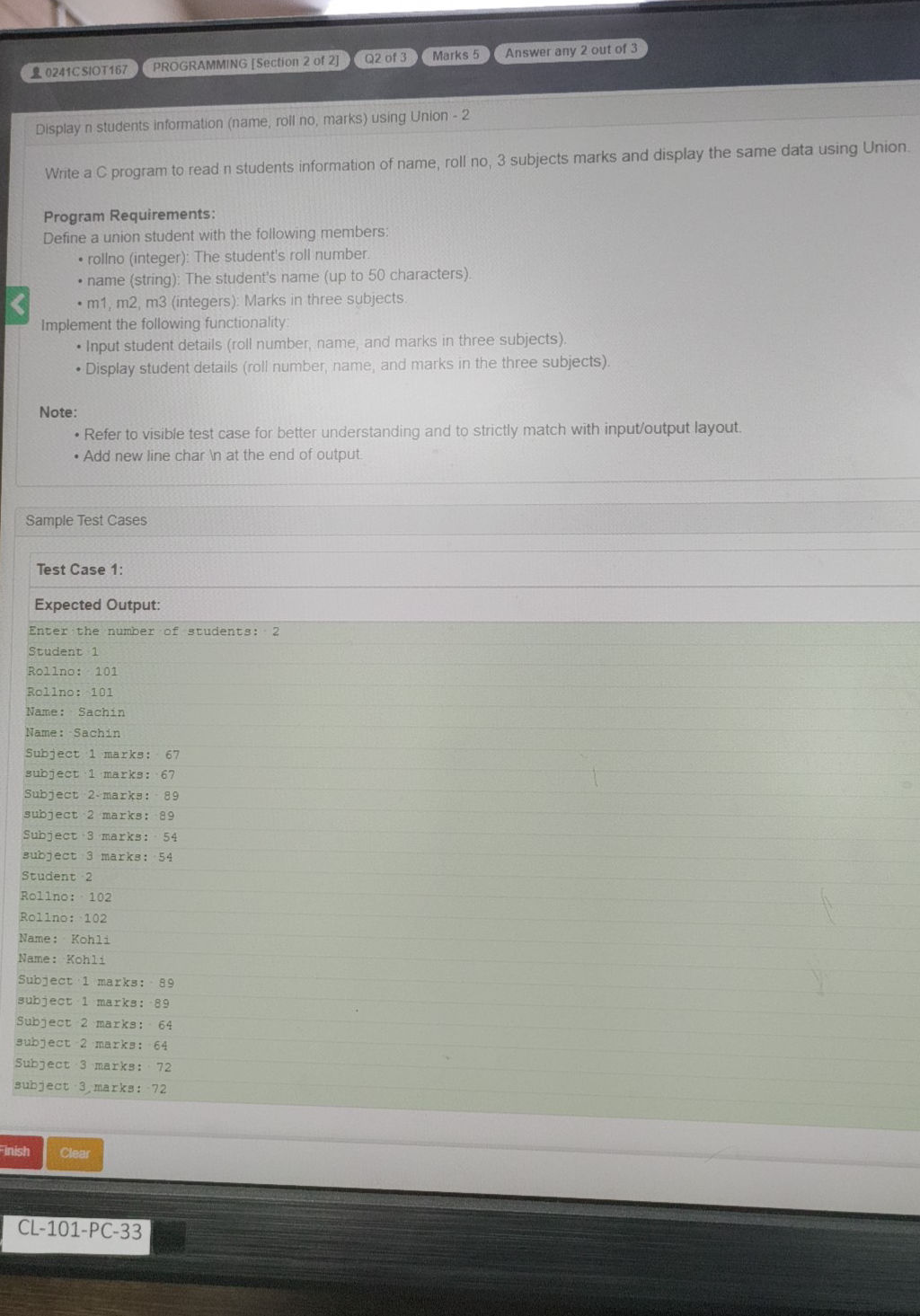 Display n students information (name roll no | StudyX