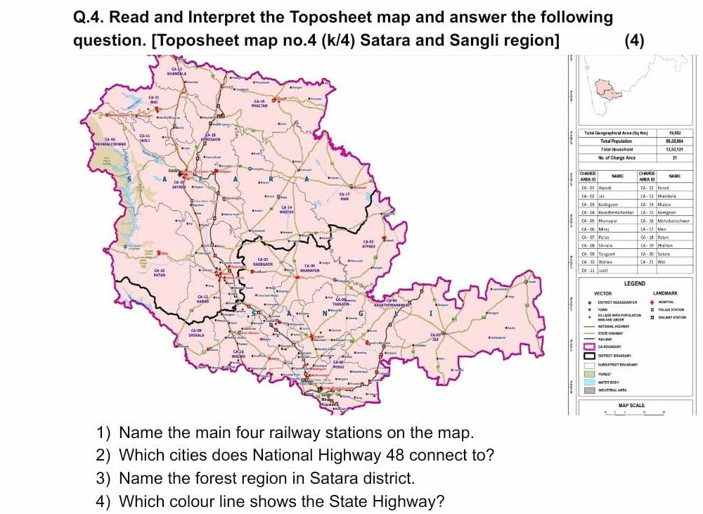 Q4 Read and Interpret the Toposheet map and | StudyX