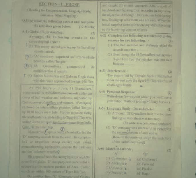 SECTION-1 PROSE Reading for Comprehension | StudyX