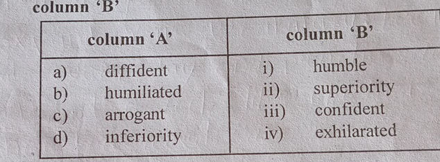 Match the words in column A with their | StudyX
