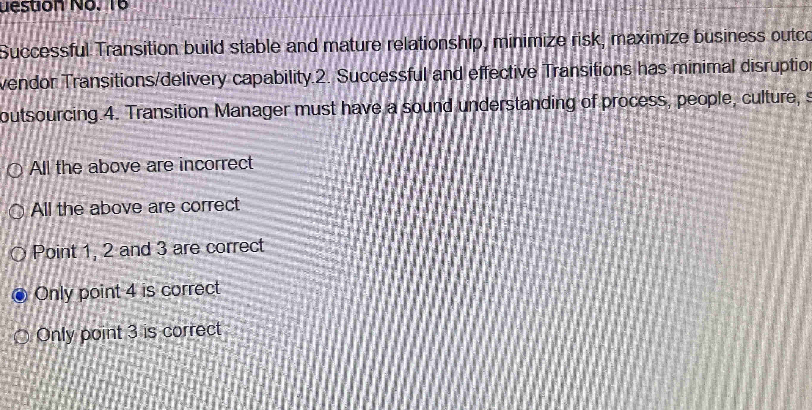 Question No 16 Successful Transition build | StudyX