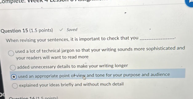 Question 15 (15 points) When revising your | StudyX