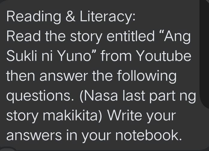 Reading Literacy Read the story entitled | StudyX