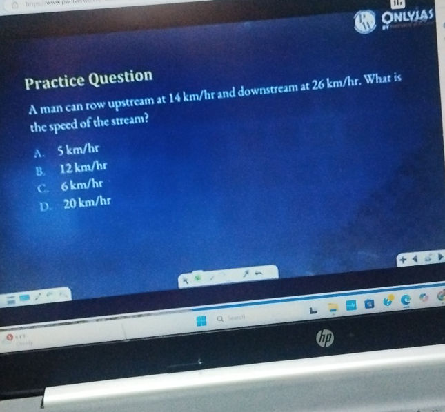 Practice Question A man can row upstream at | StudyX