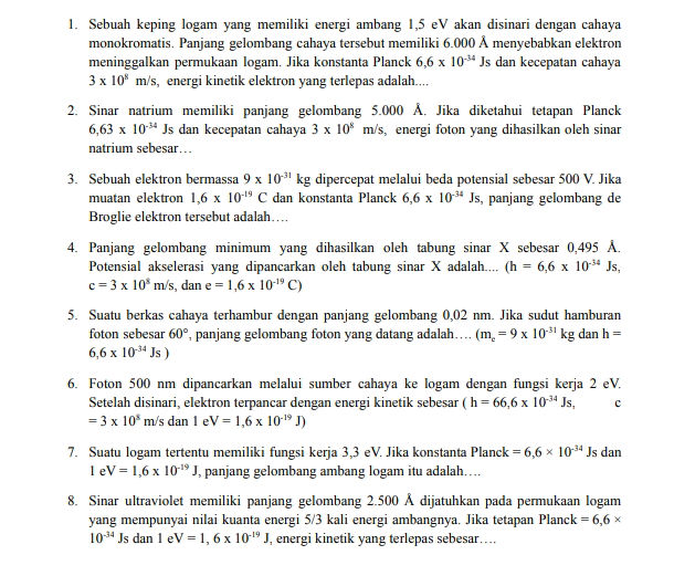 1 Sebuah keping logam yang memiliki energi | StudyX