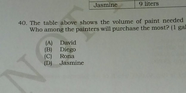 40 The table above shows the volume of paint | StudyX