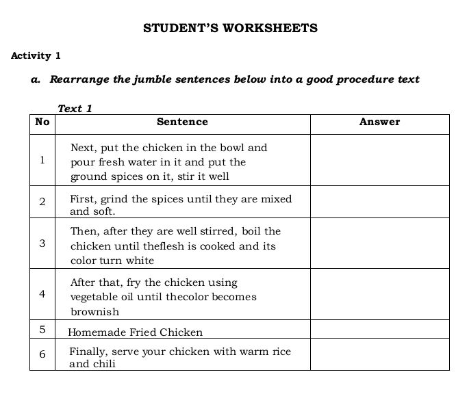 Activity 1 a Rearrange the jumble sentences | StudyX