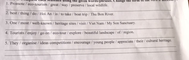 Complete each sentence using the given | StudyX