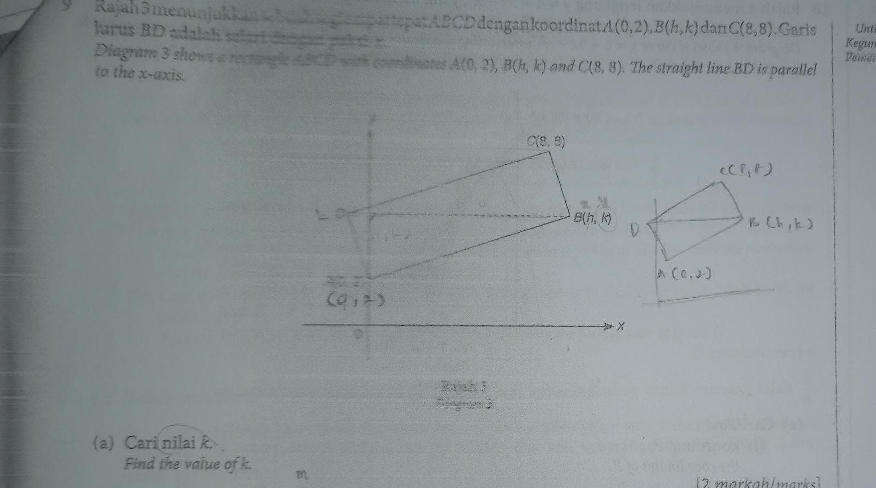 Diagram 3 shows a rectangle ABCD with | StudyX