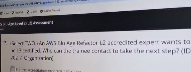 17 (Select TWO) An AWS Blu Age Refactor L2 | StudyX