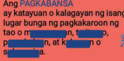 Ang PAGKABANSA ay katayuan o kalagayan ng | StudyX