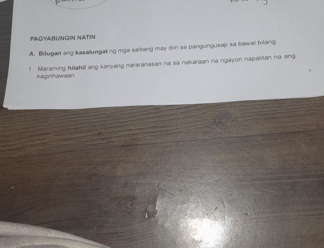 PAGYABUNGIN NATIN A Bilugan ang kasalungat | StudyX