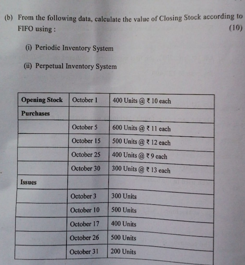 (b) From the following data calculate the | StudyX