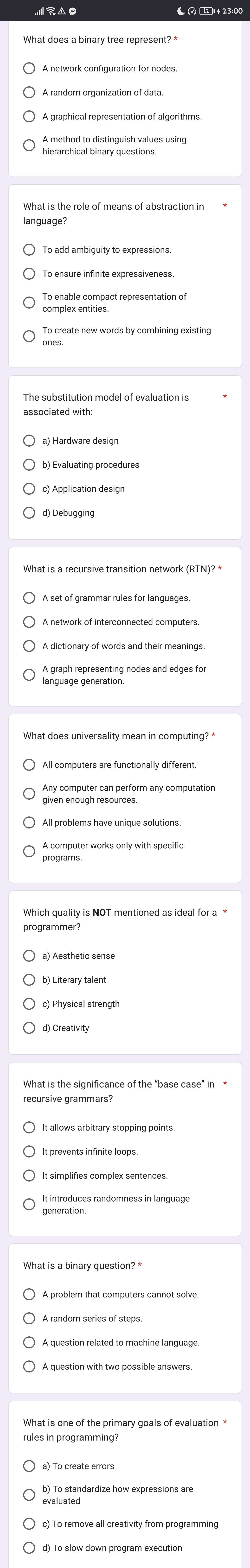 What does a binary tree represent A network | StudyX