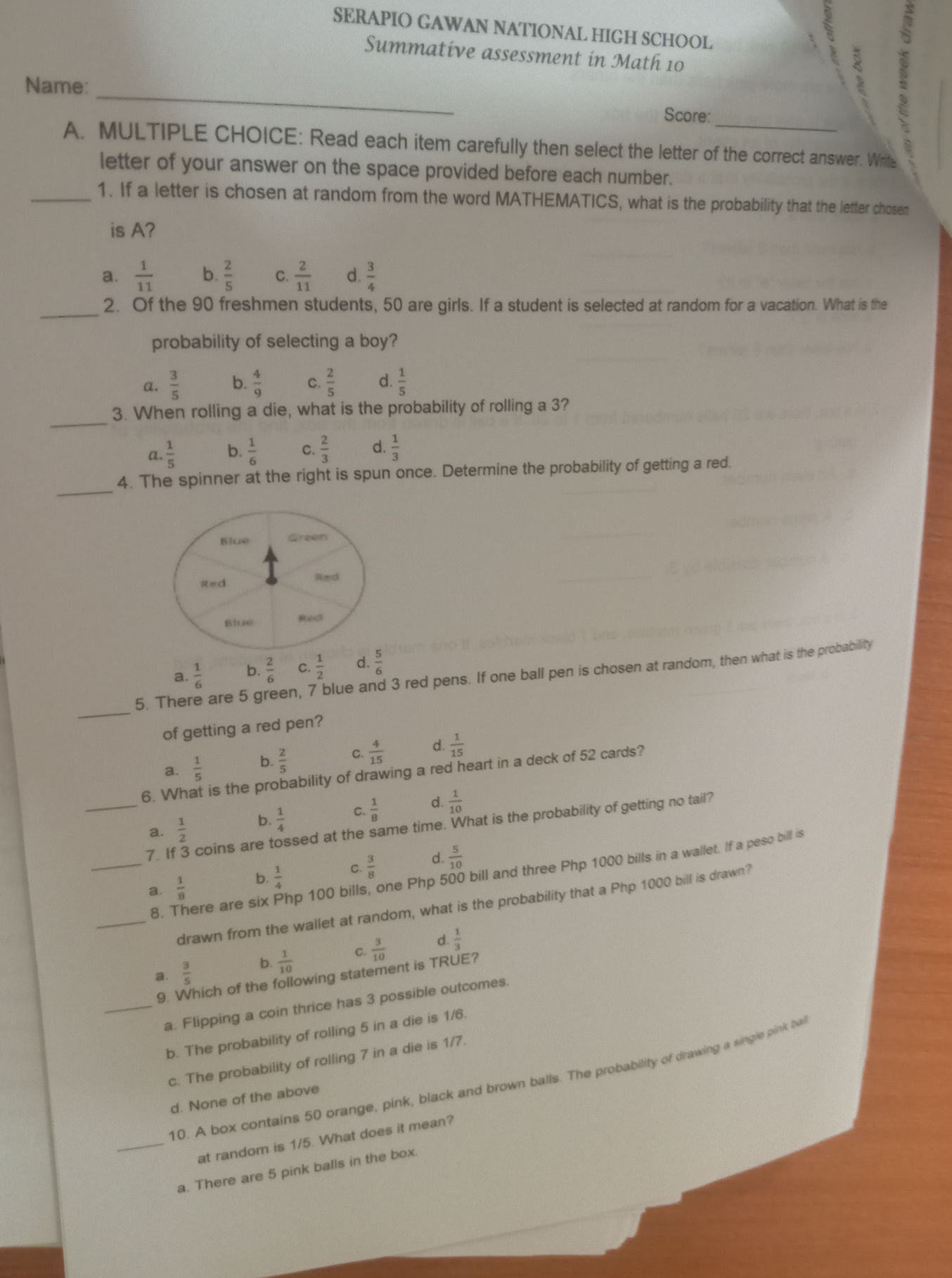 A MULTIPLE CHOICE Read each item carefully | StudyX