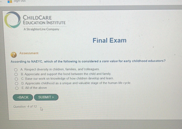 According to NAEYC which of the following is | StudyX