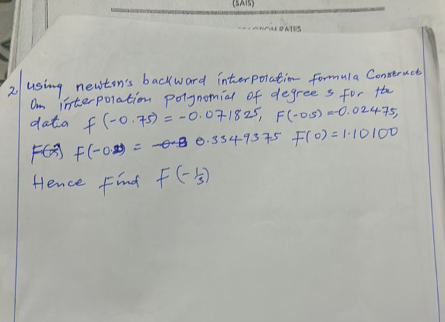 2 using newtons backward interpolation | StudyX
