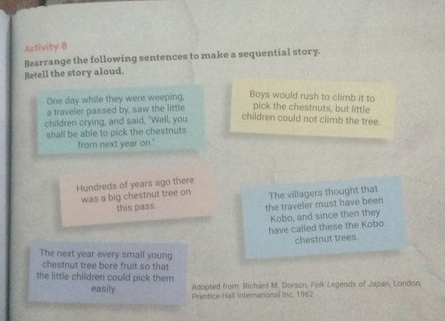 Activity 8 Rearrange the following sentences | StudyX