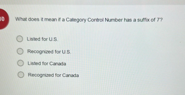 What does it mean if a Category Control