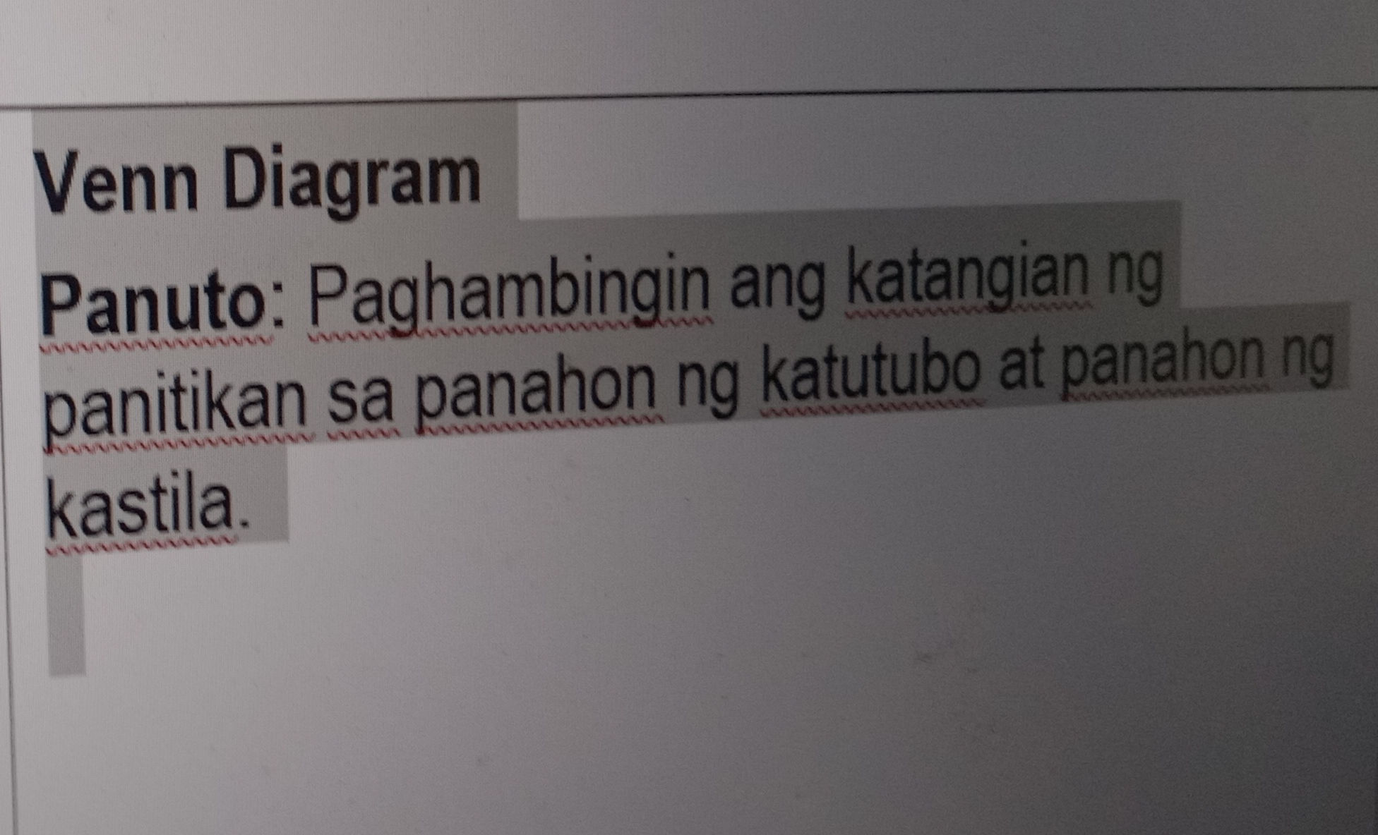 Venn Diagram Panuto Paghambingin ang | StudyX