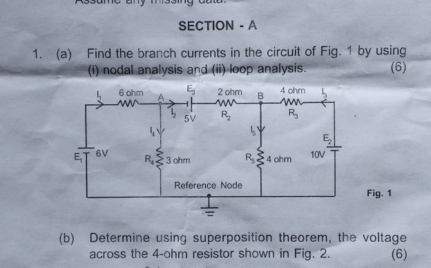1 (a) Find the branch currents in the | StudyX