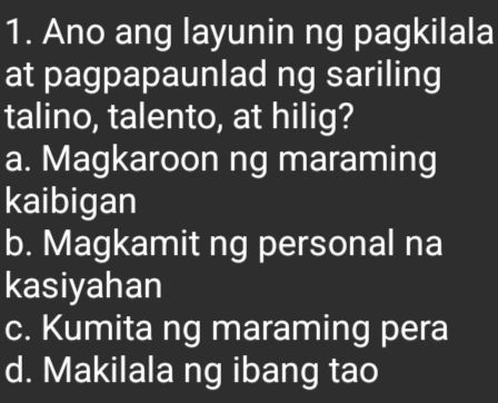1 Ano ang layunin ng pagkilala at | StudyX