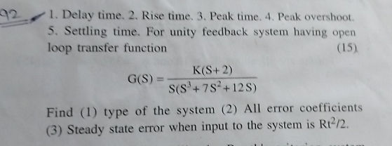 1 Delay time 2 Rise time 3 Peak time 4 Peak | StudyX