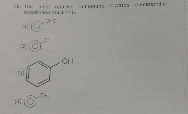 70 The most reactive compound towards | StudyX
