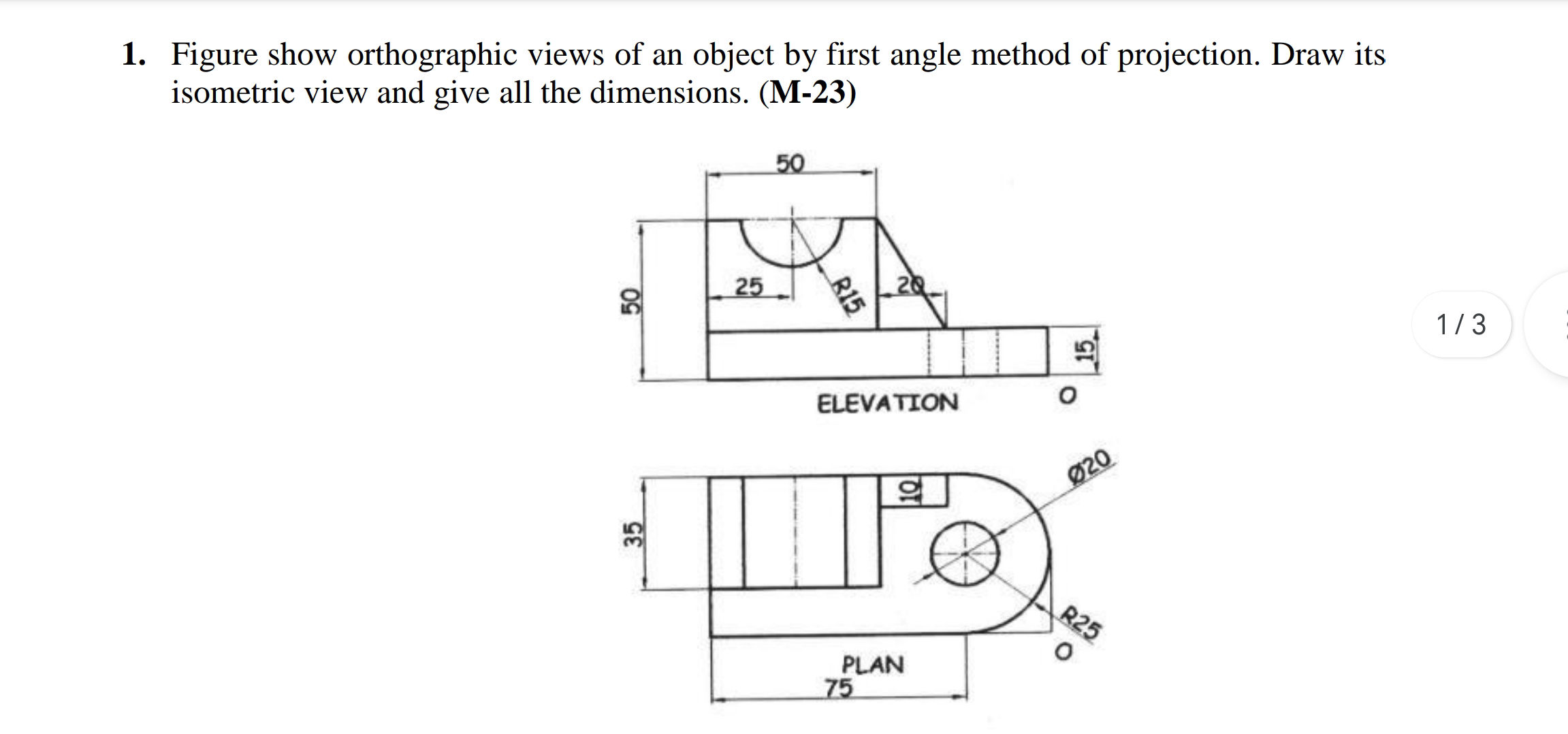 1 Figure show orthographic views of an | StudyX