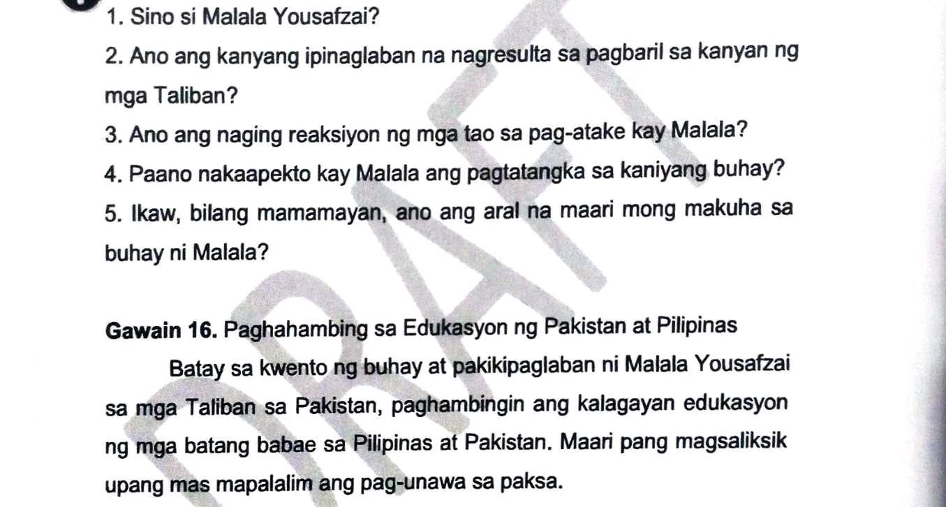 1 Sino si Malala Yousafzai 2 Ano ang kanyang | StudyX