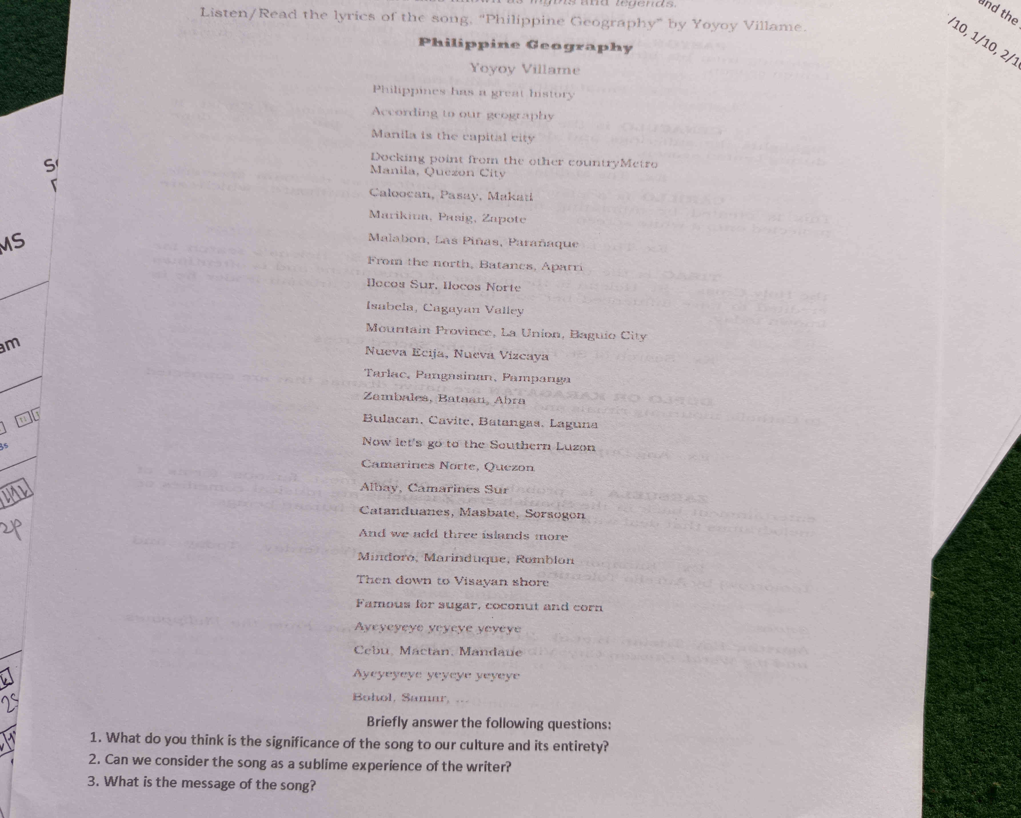 Listen/Read the lyrics of the song | StudyX