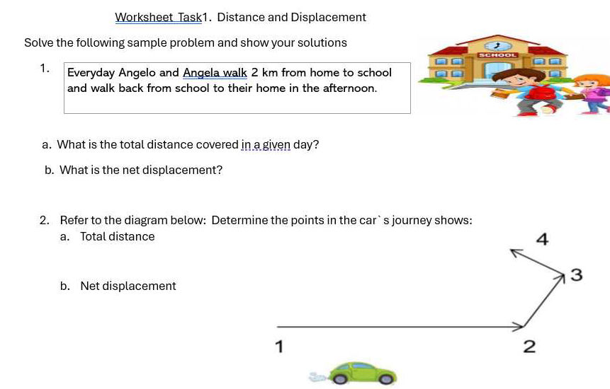 Worksheet Task1 Distance and Displacement | StudyX
