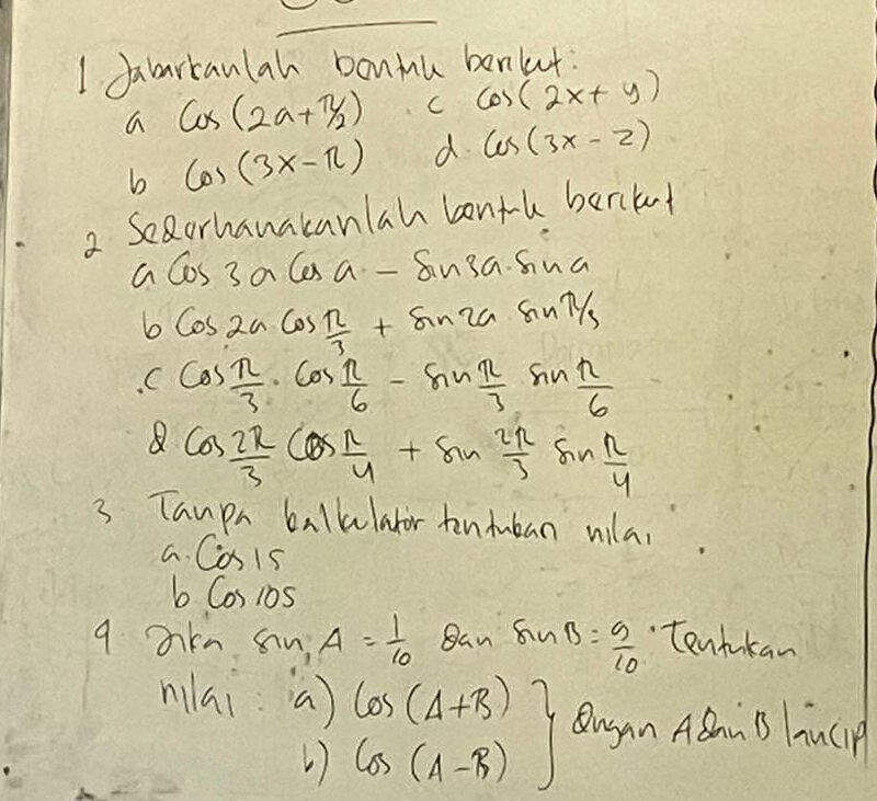 1 Jabarkanlah bentuk berikut a cos (2a+ 2) | StudyX