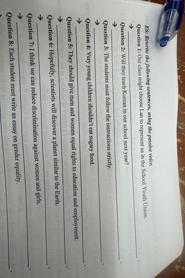 E6 Rewrite the following sentences using the | StudyX