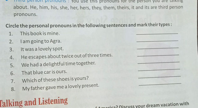 Circle the personal pronouns in the | StudyX