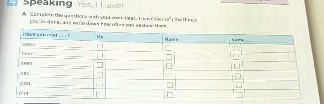 4 Speaking Yes I have A Complete the | StudyX