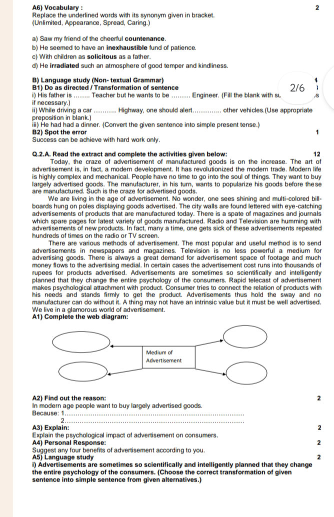 A6) Vocabulary Replace the underlined words | StudyX