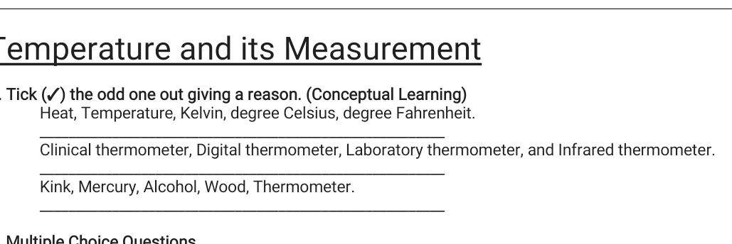 Temperature and its Measurement - Tick () | StudyX