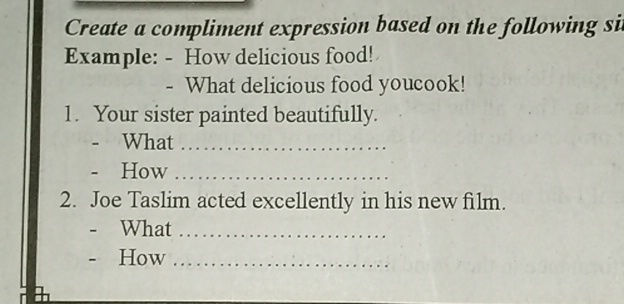 Create a compliment expression based on the | StudyX