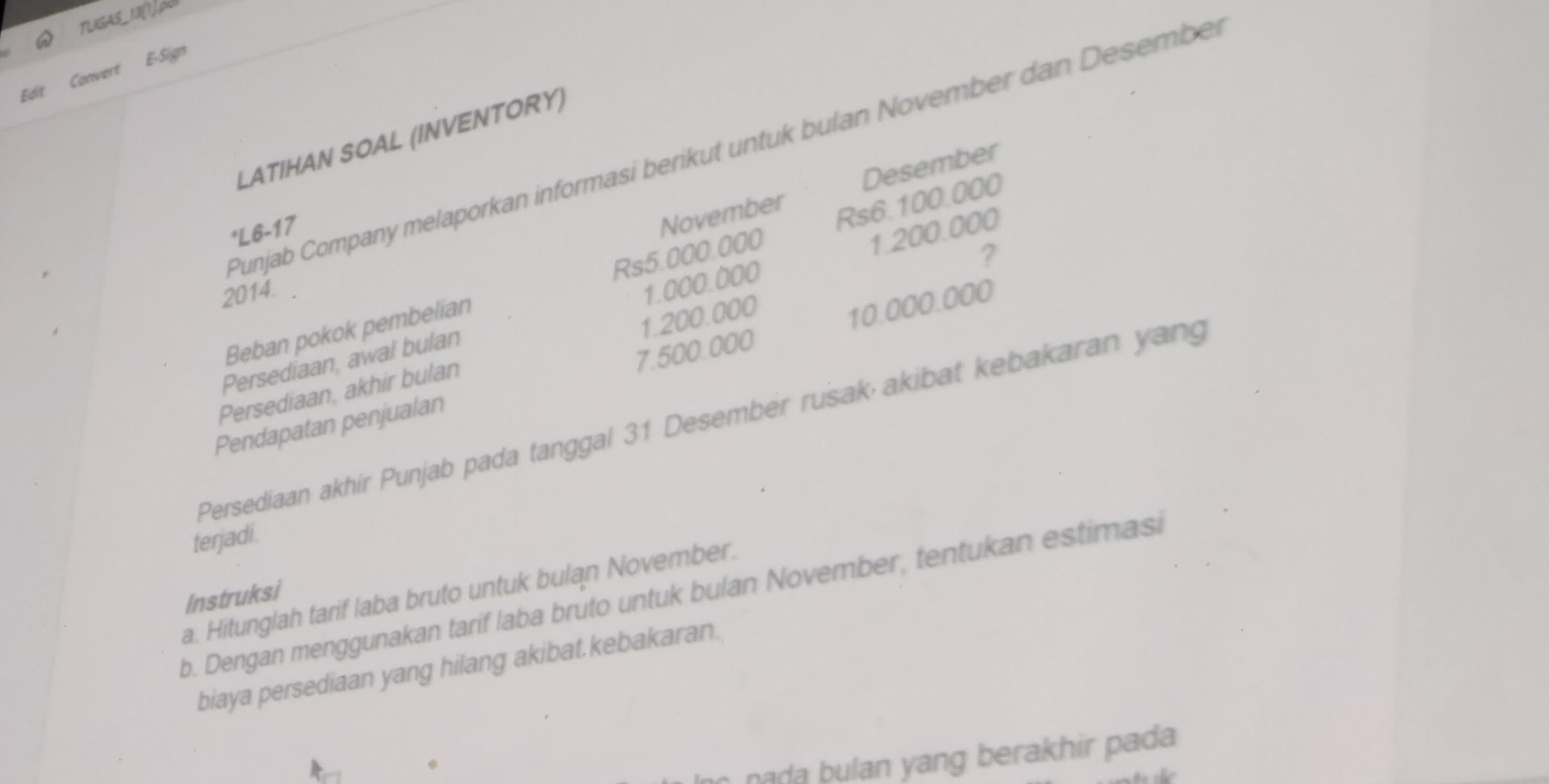 LATIHAN SOAL (INVENTORY) L6-17 Punjab | StudyX