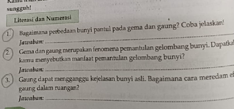 1 Bagaimana perbedaan bunyi pantul pada gema | StudyX
