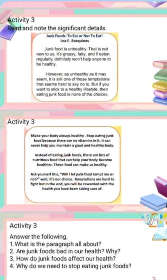 Activity 3 Read and note the significant