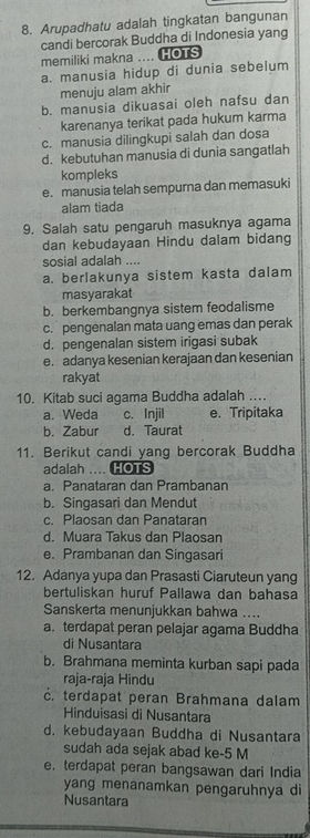 8 Arupadhatu adalah tingkatan bangunan candi | StudyX