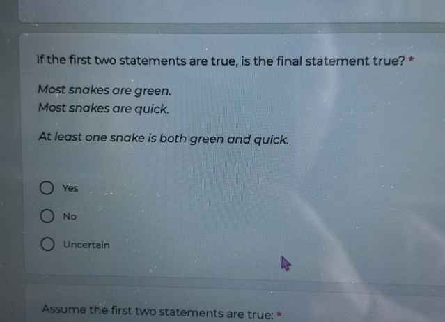 If the first two statements are true is the