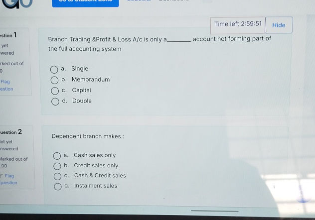 Branch Trading Profit Loss A/c is only a | StudyX