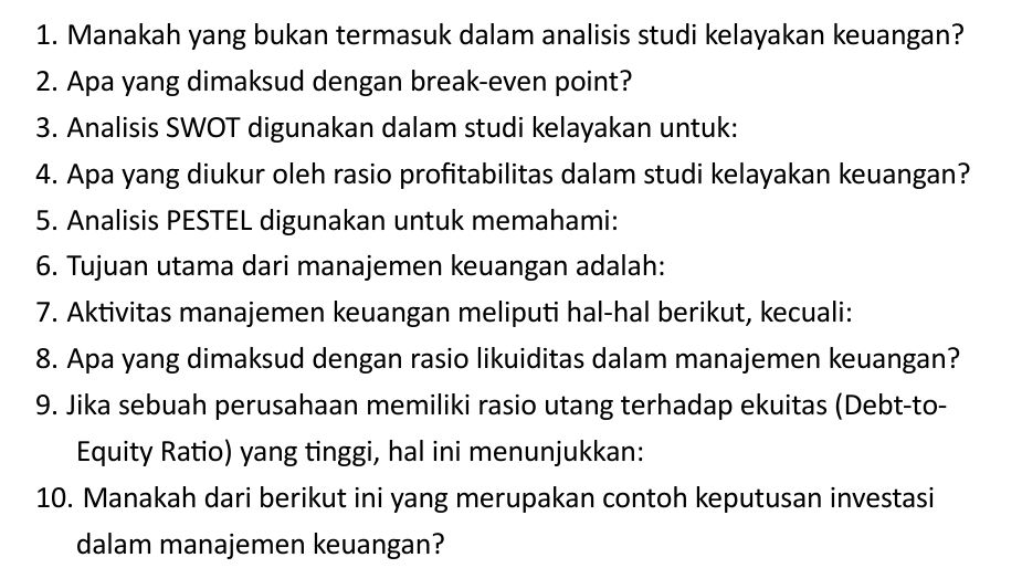 1 Manakah yang bukan termasuk dalam analisis | StudyX