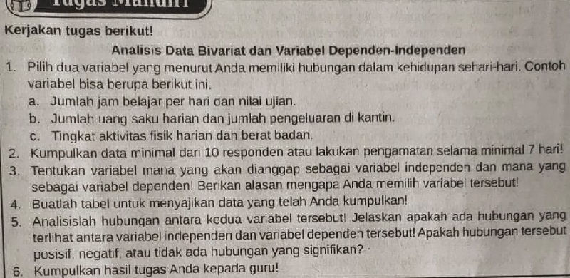 Kerjakan tugas berikut Analisis Data | StudyX
